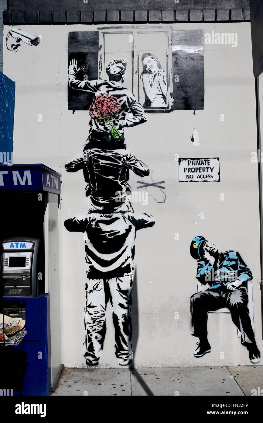 Banksy does a Valentines inspired piece of art in Los Angeles Featuring ...