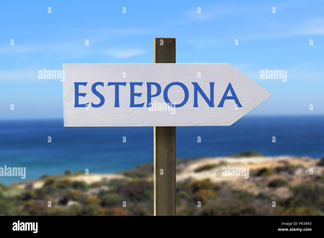 Estepona road sign with seashore in the background Stock Photo - Alamy