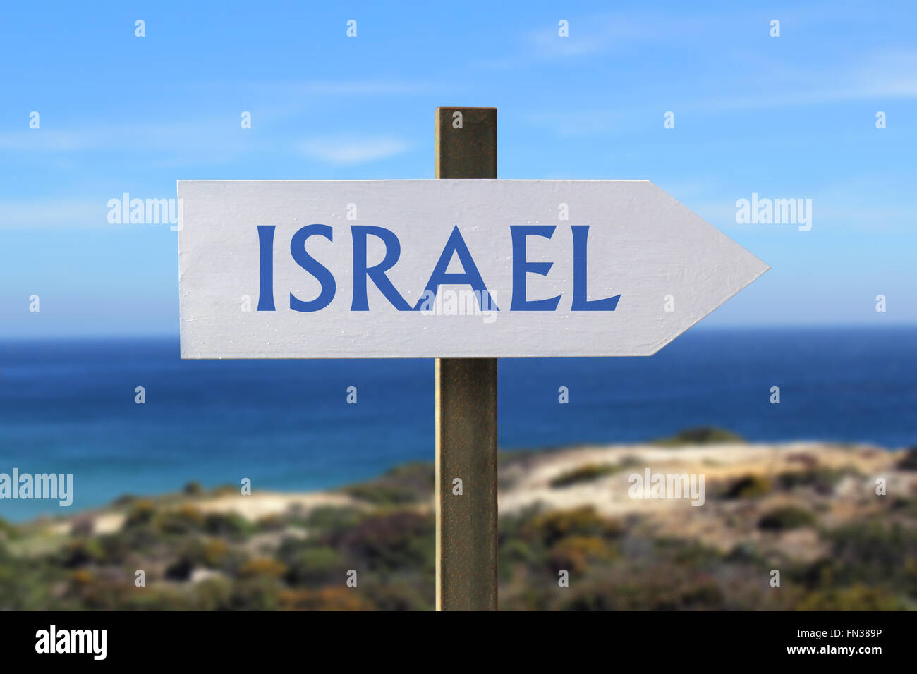 Israel road sign with seashore in the background Stock Photo - Alamy