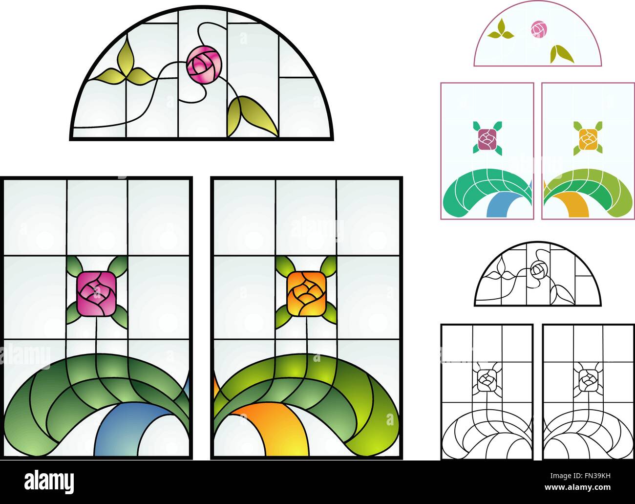 Stained Glass Window Floral Pattern High Resolution Stock Photography ...
