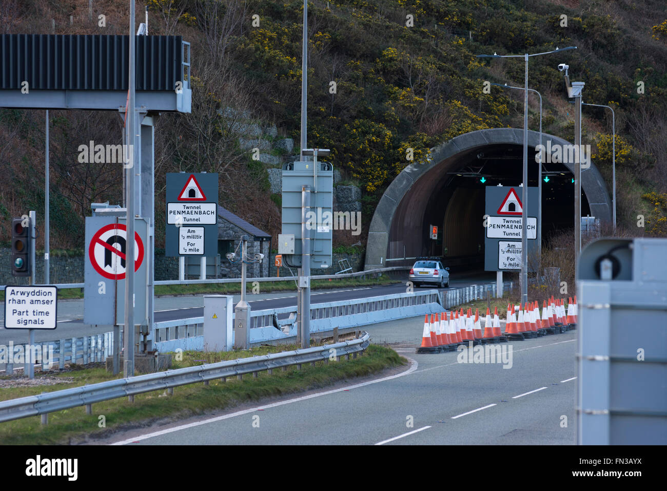 Penmaen tunnel on the A55 North wales coast road between Conwy and ...