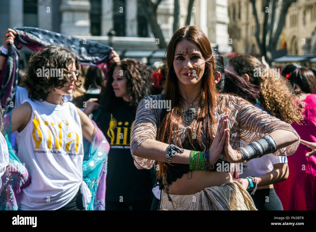 Madrid, Spain. 13th Mar, 2016. Woman dancing during a Bollywood flash ...