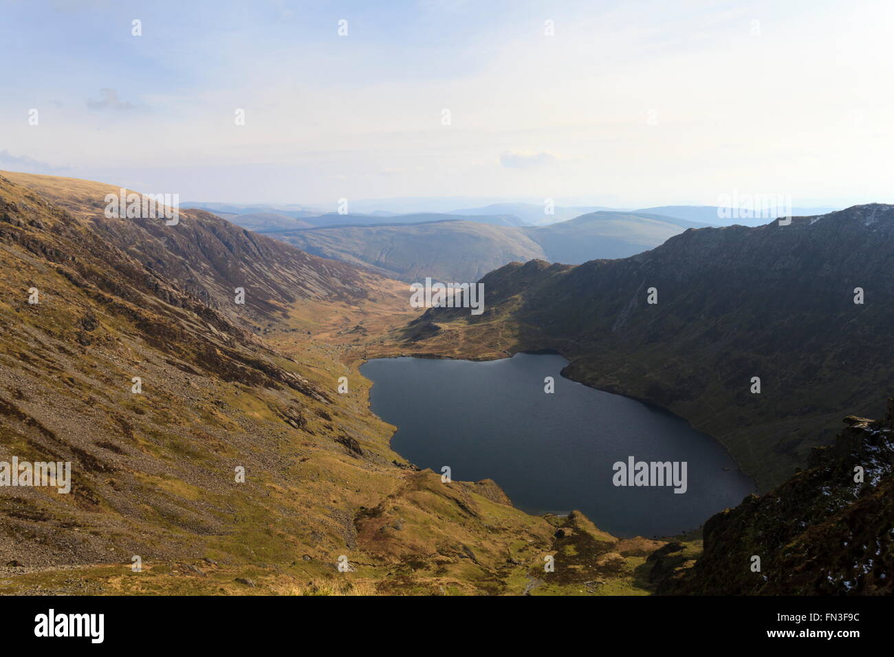 Llyn Cau seen from Craig Cau, Cadair Idris Stock Photo - Alamy