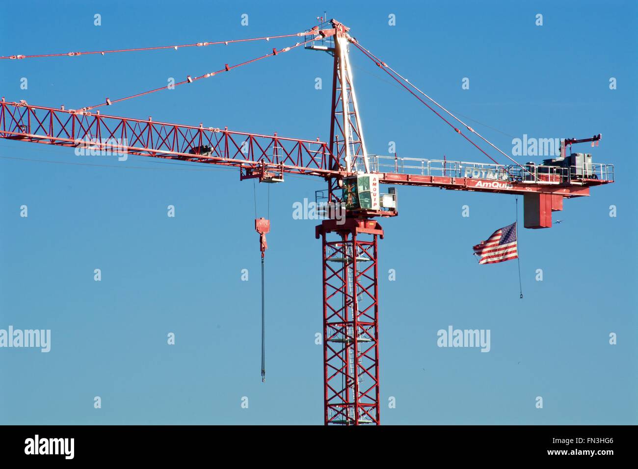 American flag tower crane hi-res stock photography and images - Alamy