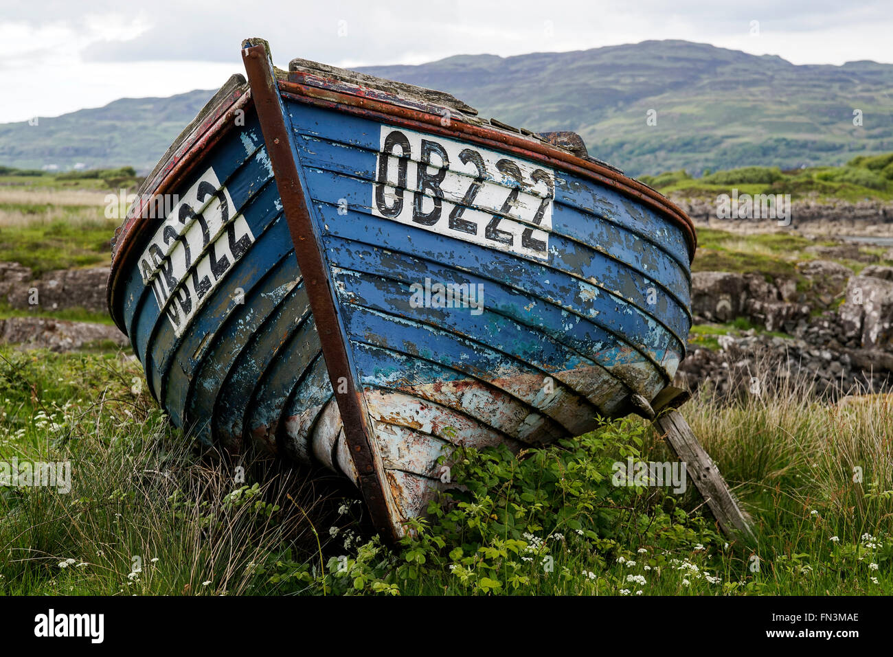 Old fishing boat on the Isle of Ulva, Inner Hebrides, Scotland, UK ...