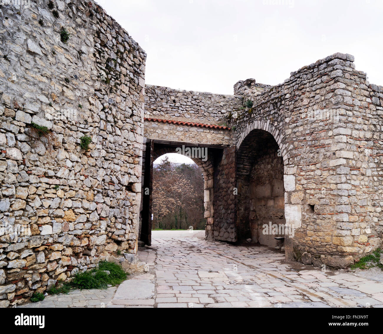 Upper gate at Samuel's Fortress in Ohrid, Macedonia Stock Photo - Alamy