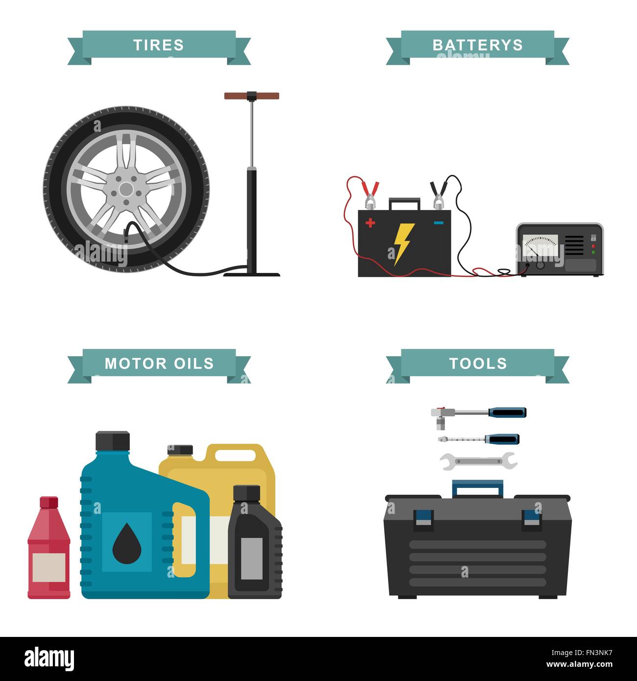 Engine parts and tools Cut Out Stock Images & Pictures - Alamy