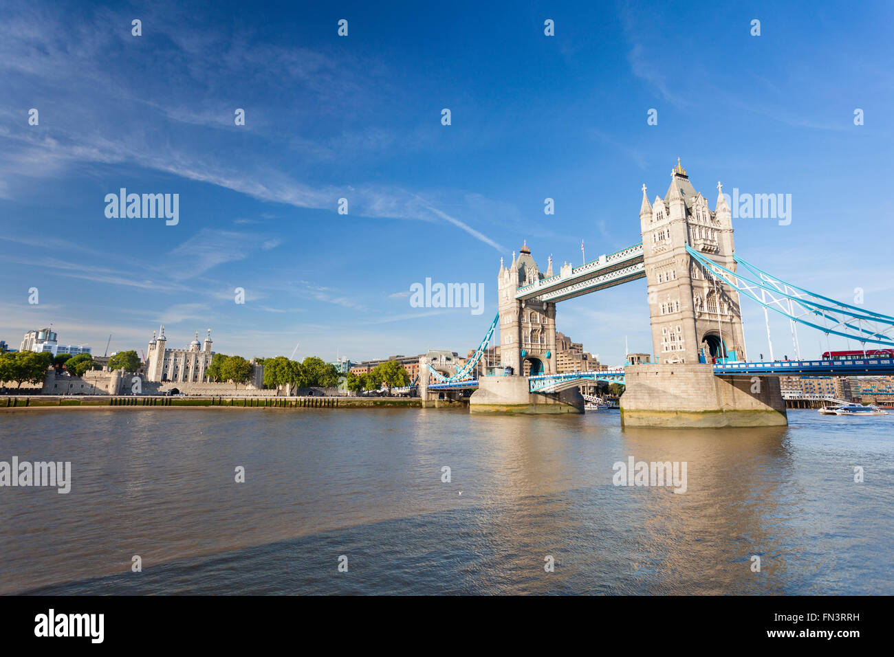 The Tower Bridge in London with blue sky Stock Photo - Alamy