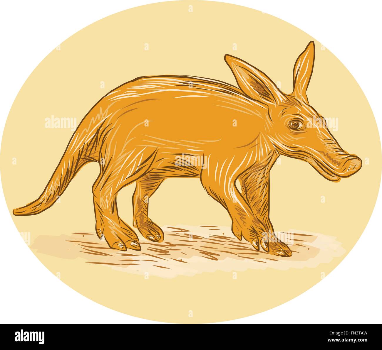 Drawing sketch style illustration of an aardvark or African ant bear or ...