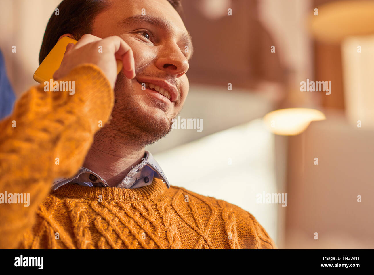 Handsome man talking on mobile phone Stock Photo - Alamy