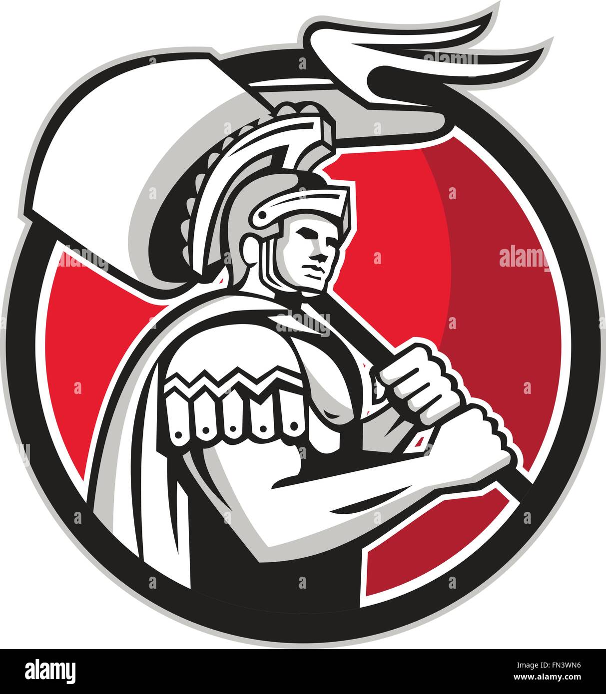 Illustration of centurion roman soldier gladiator carrying flag set ...