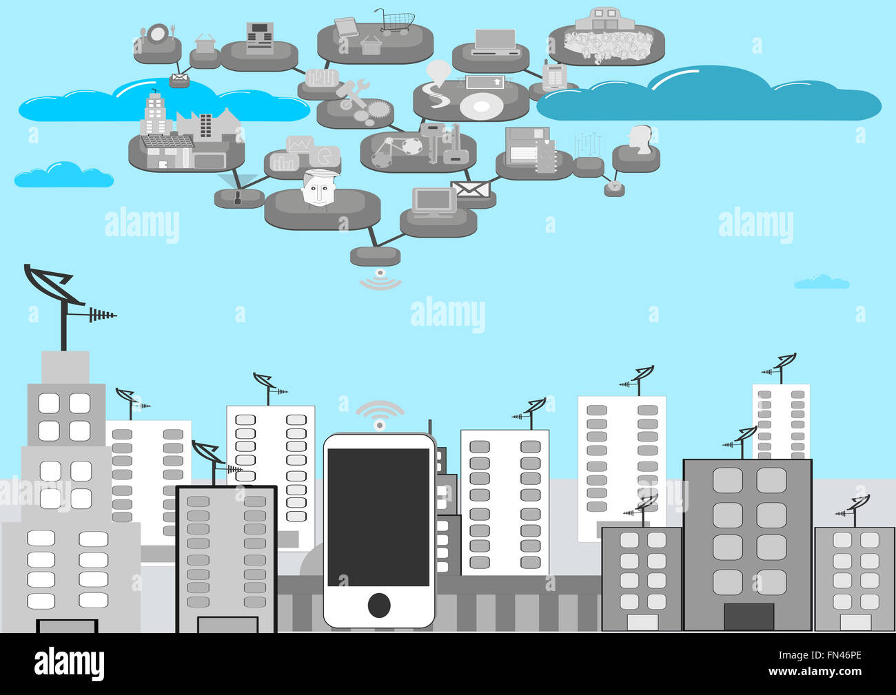 Network cloud. Mobility and inter connectivity Stock Photo - Alamy