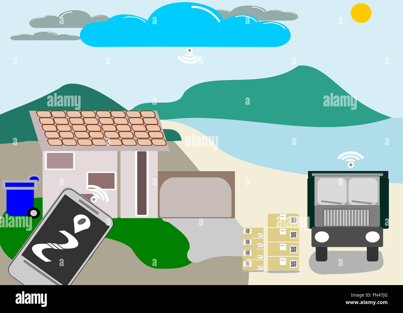 Mobility and inter connectivity. delivery of goods Stock Photo - Alamy