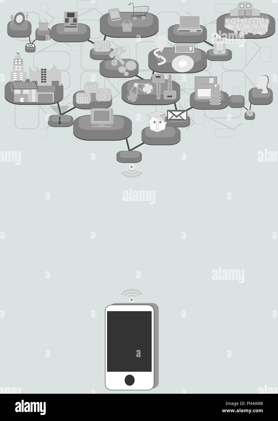 Network cloud. Mobility and inter connectivity Stock Photo - Alamy