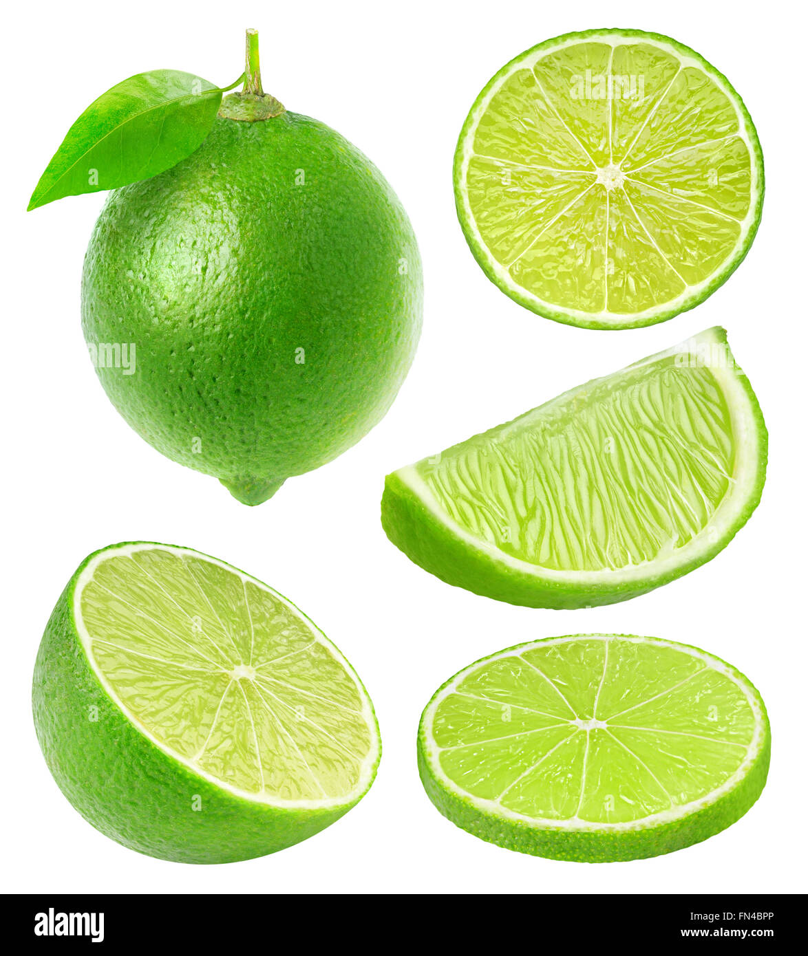 Collection of lime slices isolated on white with clipping path Stock ...