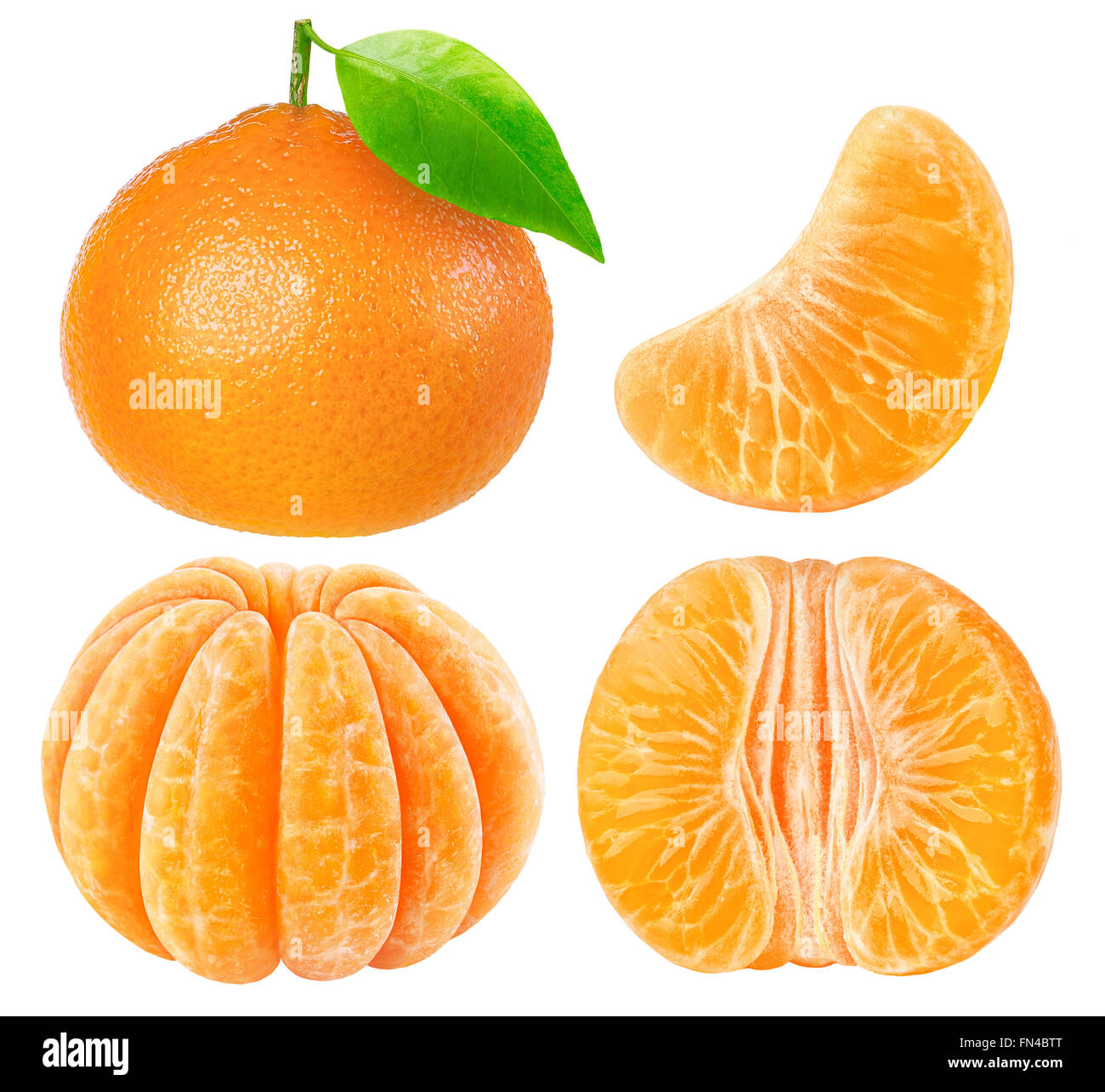 Collection of tangerine pieces isolated on white with clipping path ...