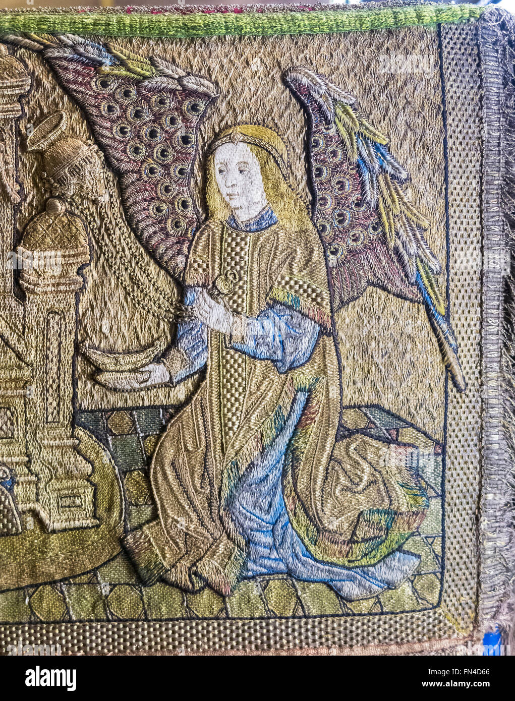 Angel on a medieval funeral pall embroidered by nuns in about 1500 ...