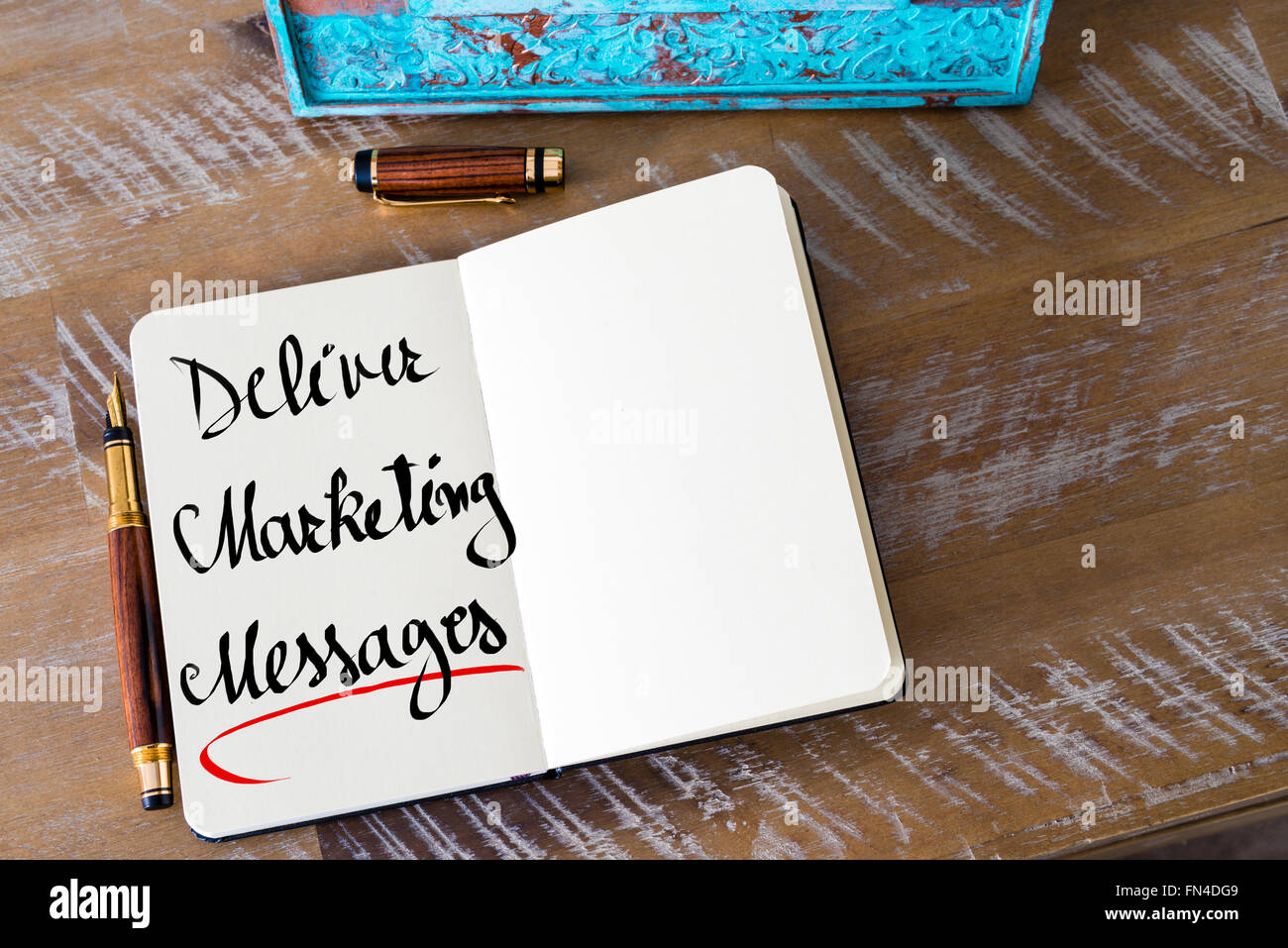 Retro effect and toned image of a woman hand writing a note with a ...
