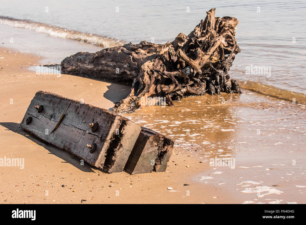 Shipwreck debris washed ashore Stock Photo - Alamy