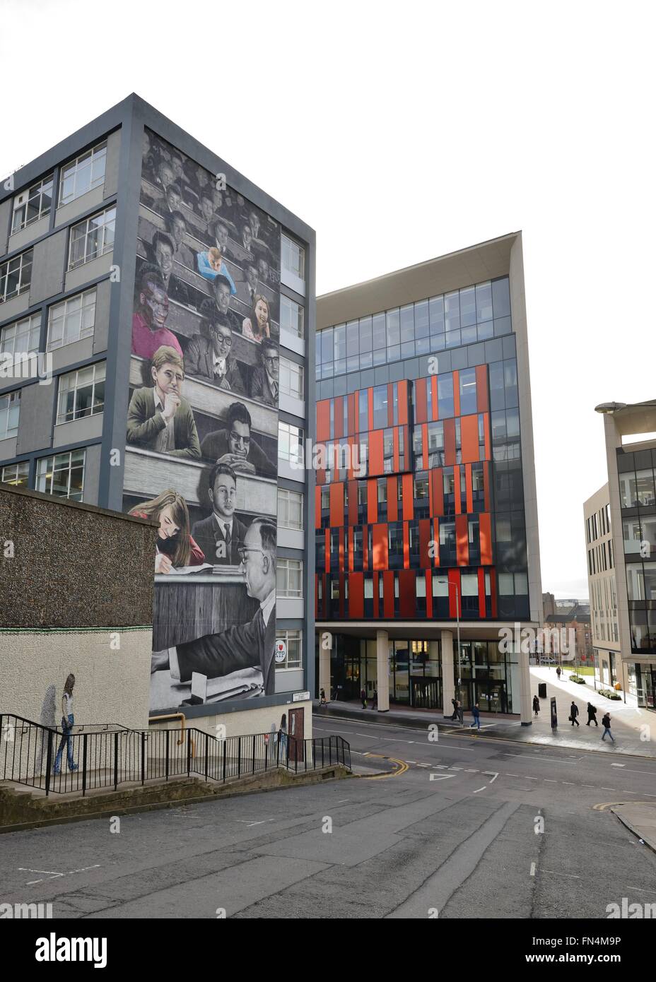 Strathclyde University campus buildings and mural, Scotland, UK, Europe ...