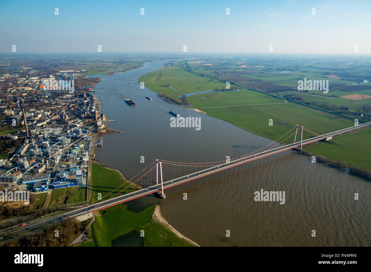 Aerial view, KLK Emmerich GmbH, Emmerich Rhine Bridge, refinery ...
