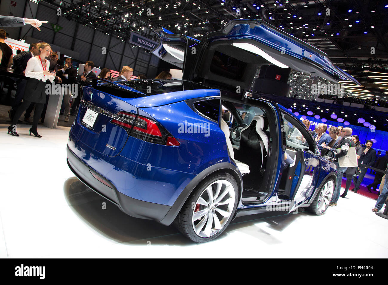 Tesla Model X electric car at the Geneva Motor Show 2016 Stock Photo ...
