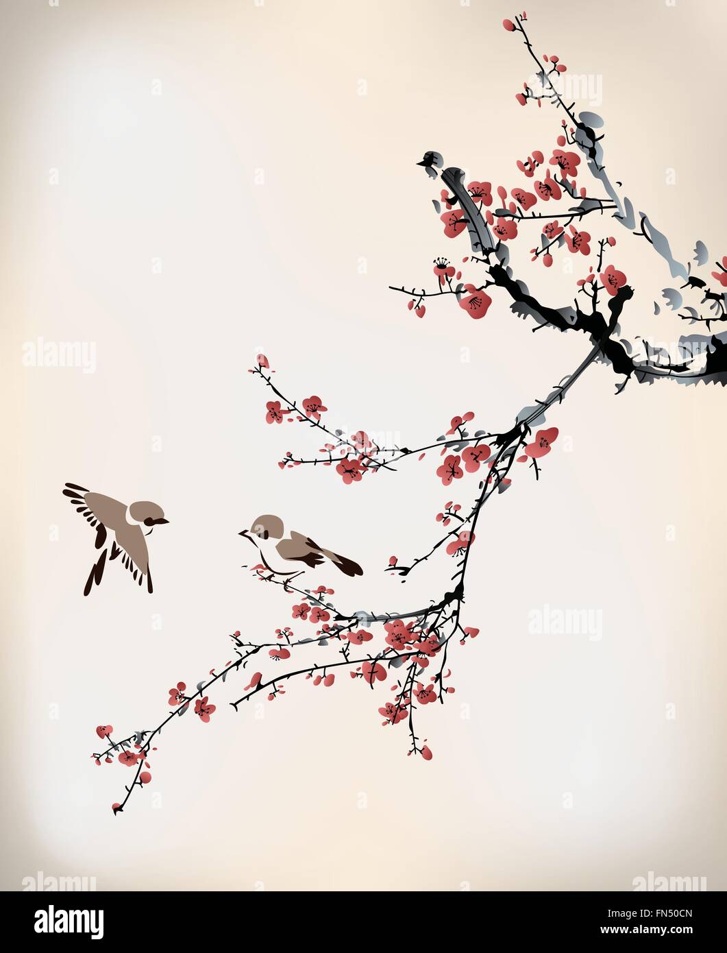 Japanese winter birds Stock Vector Images - Alamy
