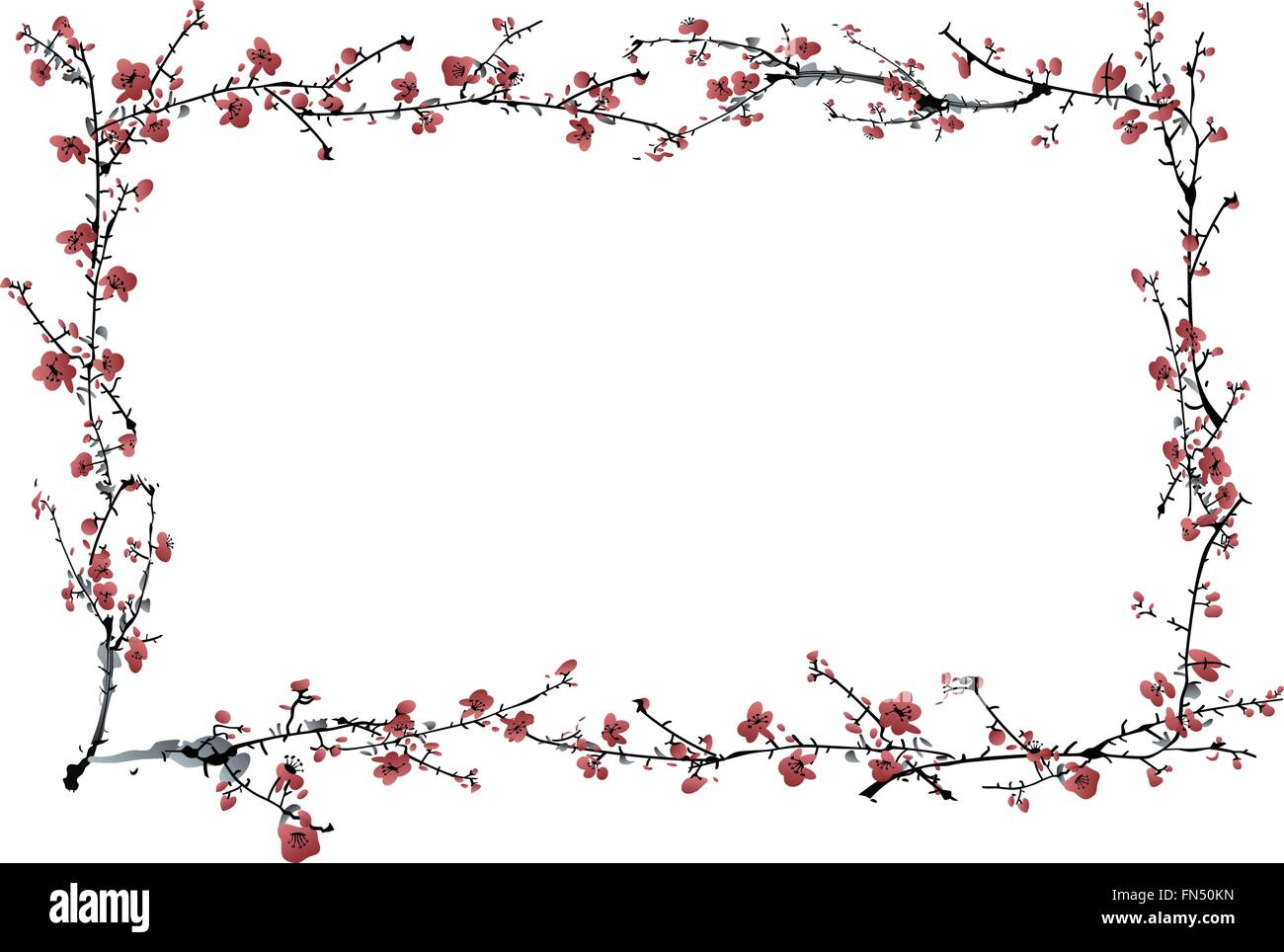Tree branch frame plum Stock Vector Images - Alamy