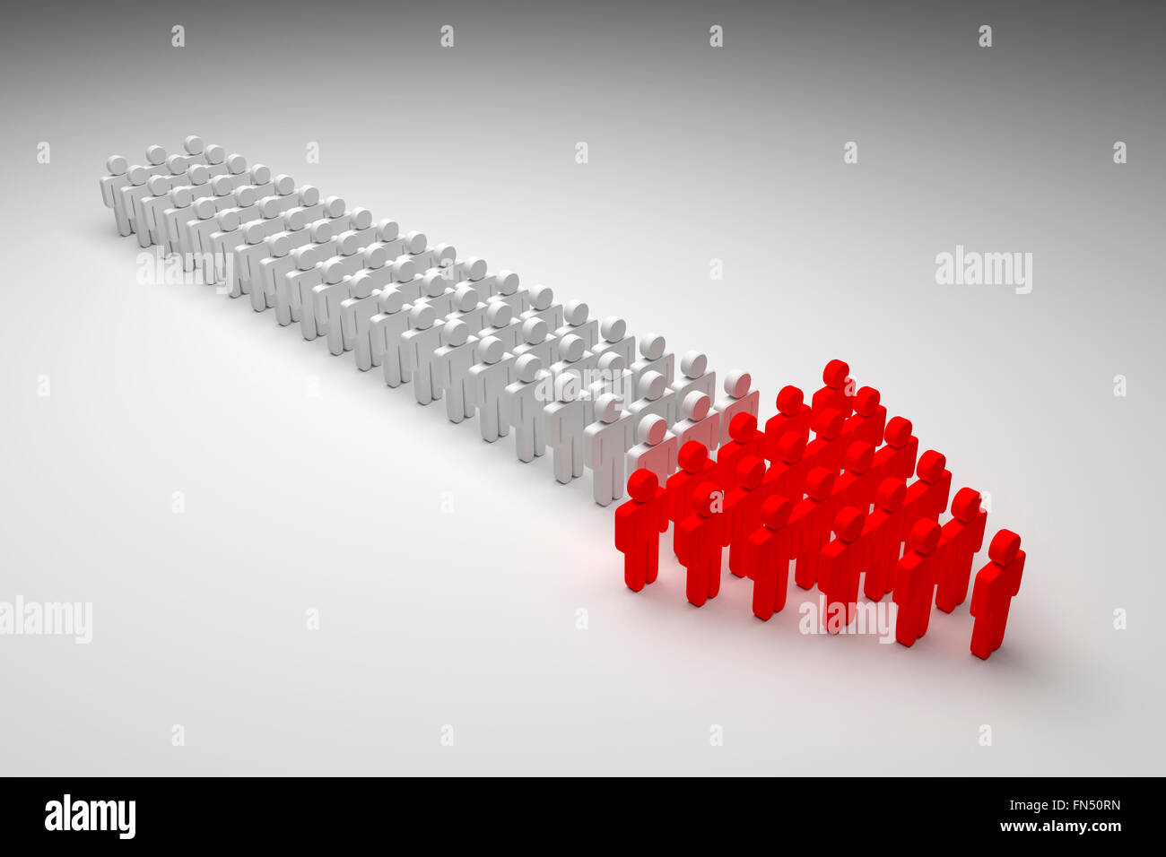 rendered group of standing people in the shape of arrow Stock Photo - Alamy