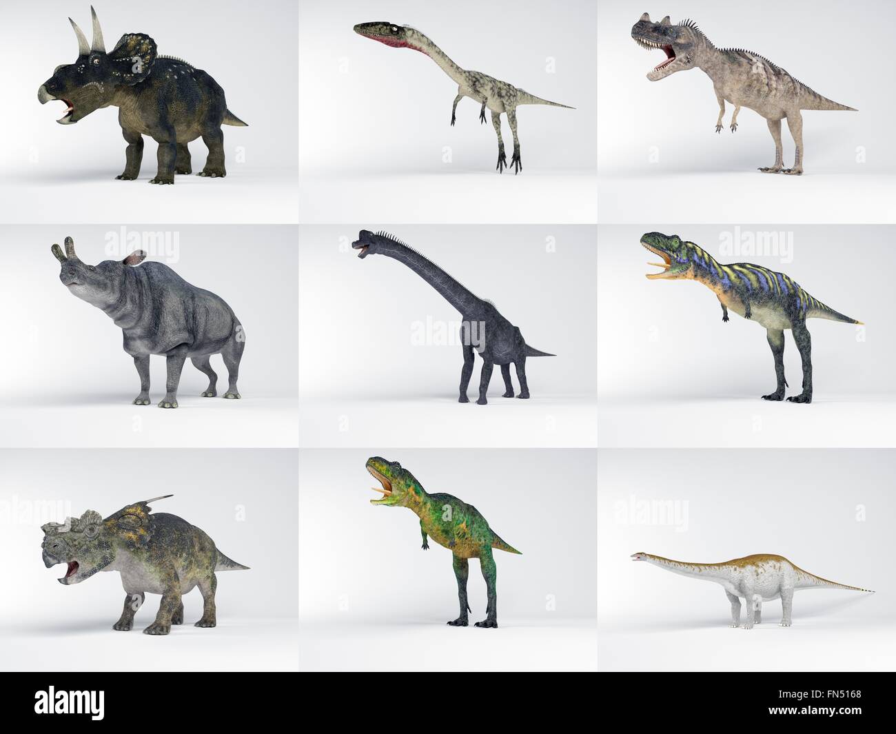 3D collections of many Dinosaur with different kinds and colors in one ...