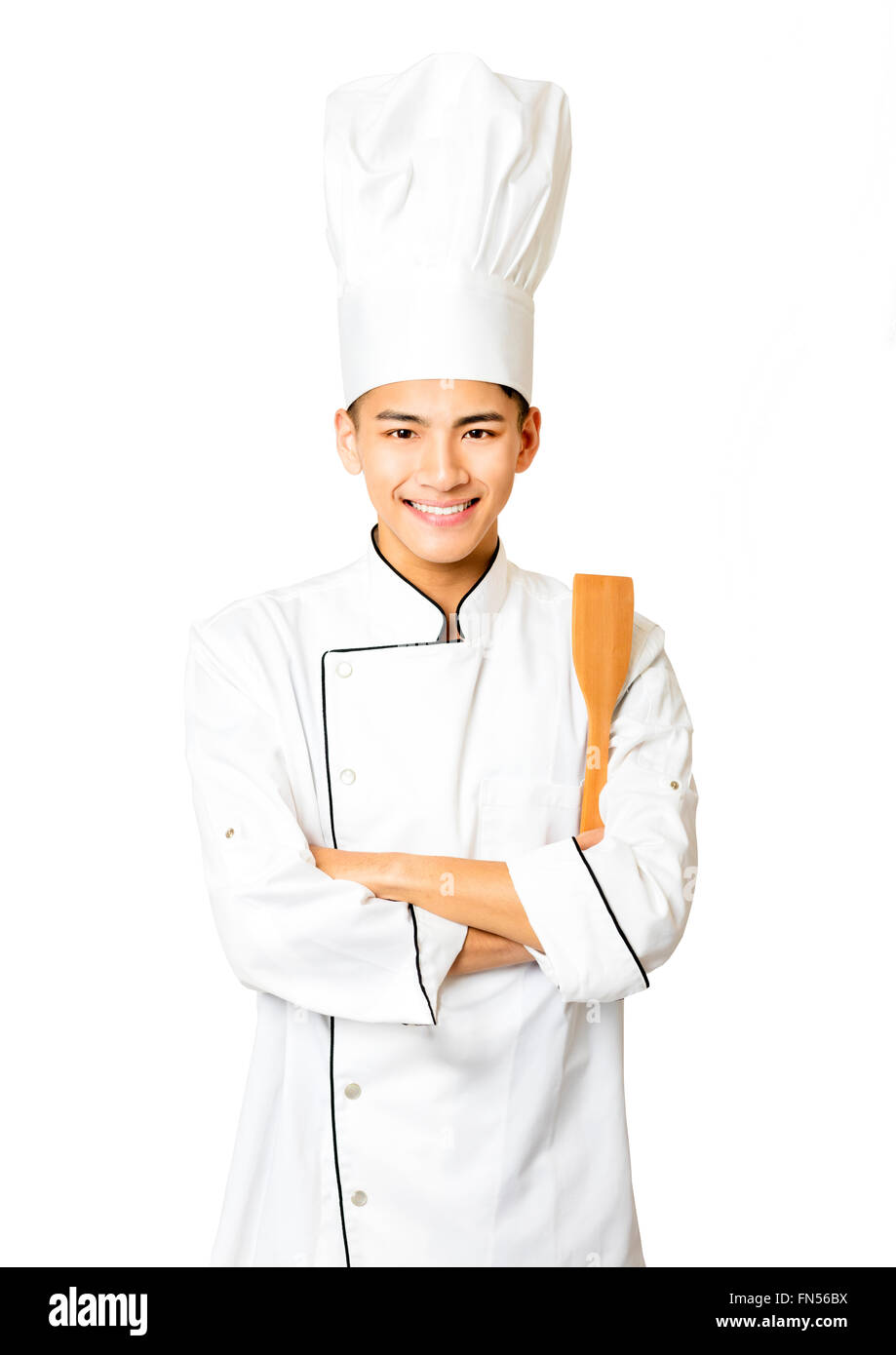 Portrait of young male chef isolated on white Stock Photo - Alamy