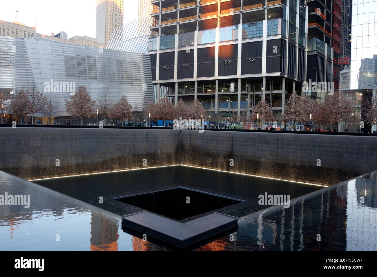 Reflection of the 3 World Trade Center building on the South Pool, New ...