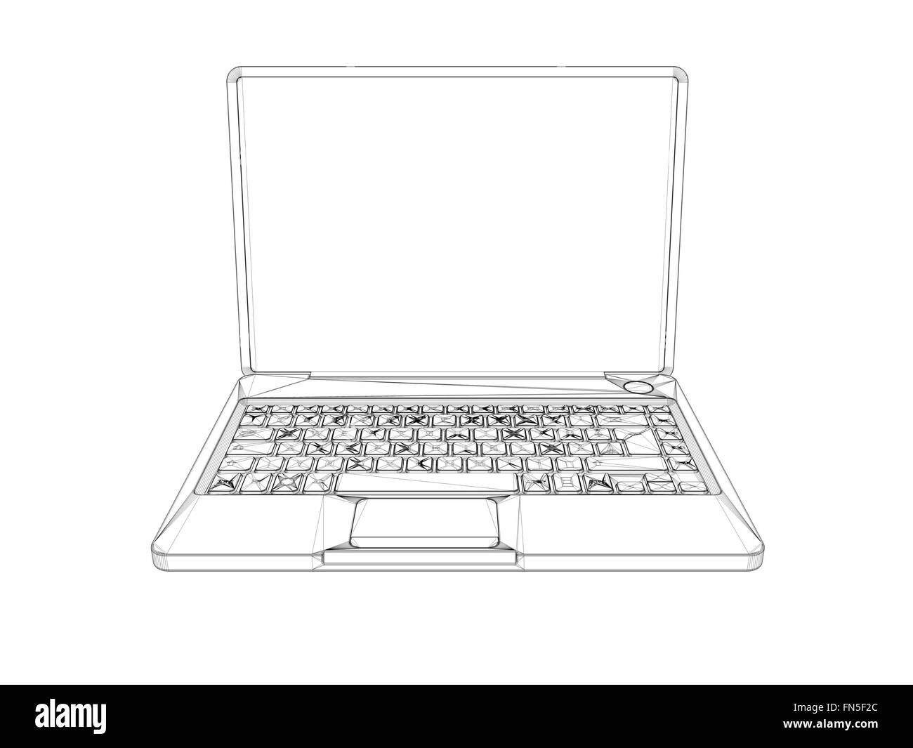 laptop wireframe illustration isolated on white background Stock Photo ...