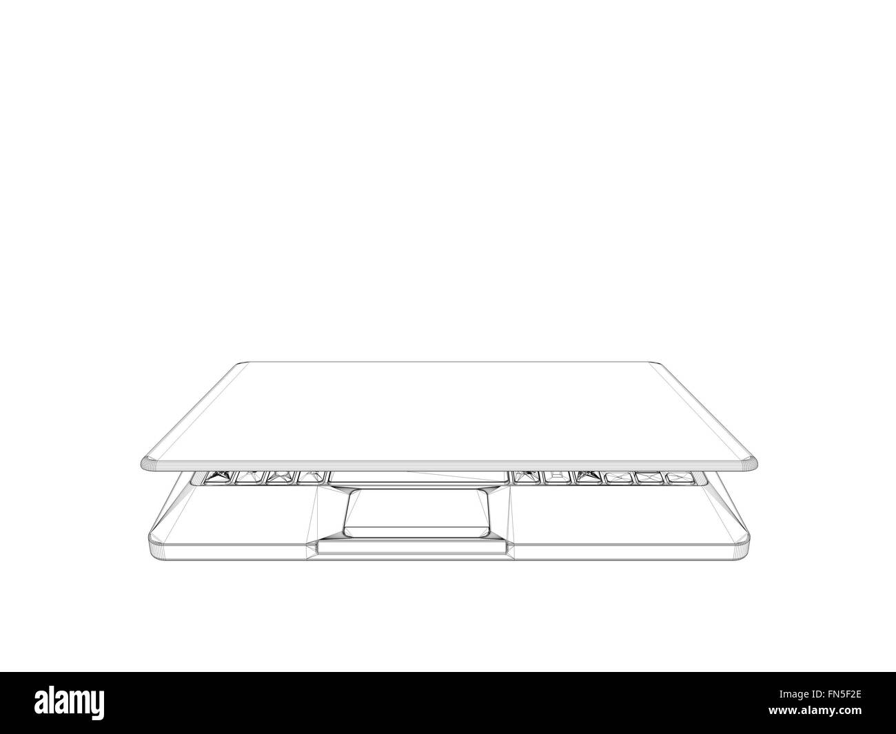 laptop wireframe illustration isolated on white background Stock Photo ...