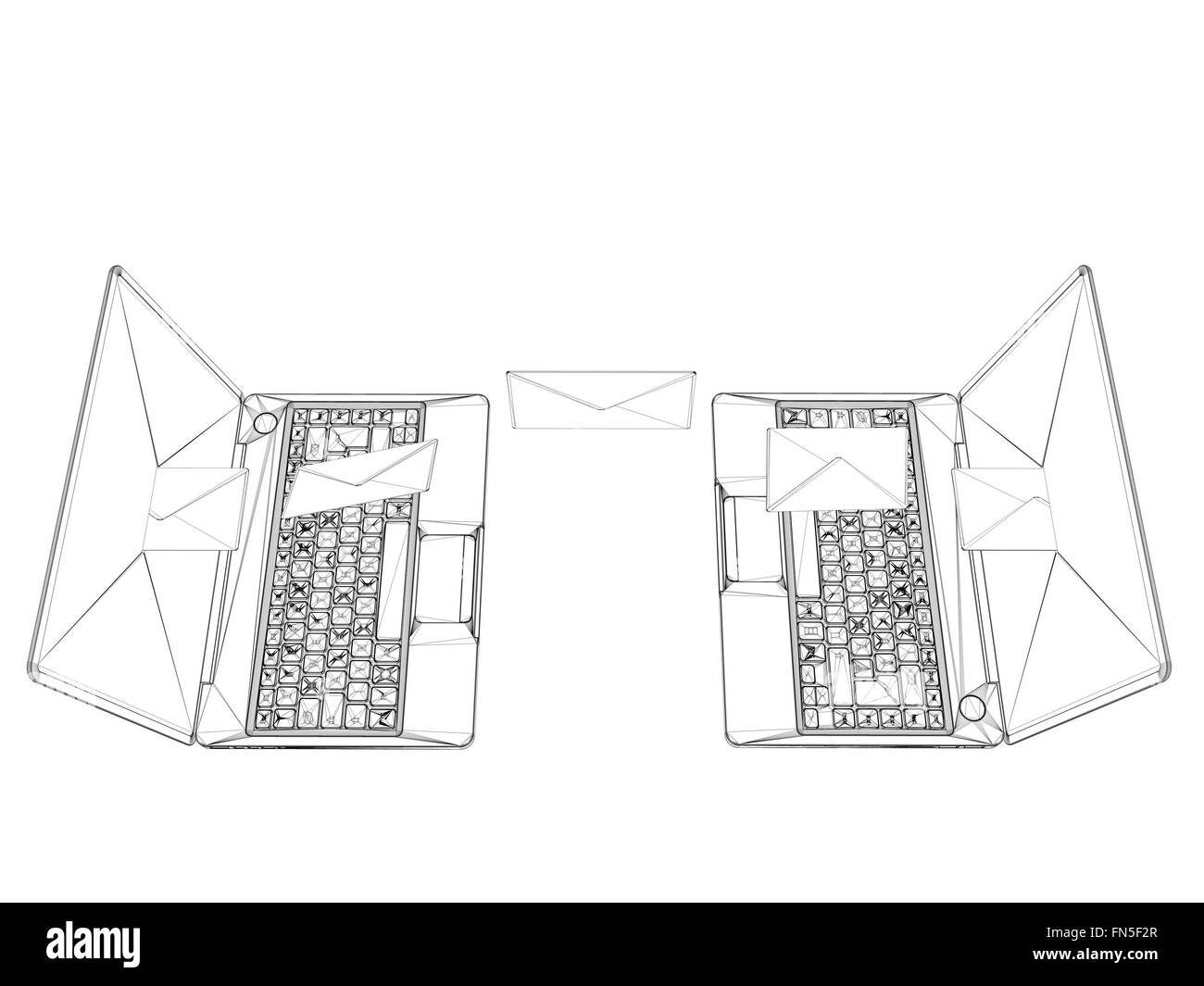 laptop wireframe illustration isolated on white background Stock Photo ...