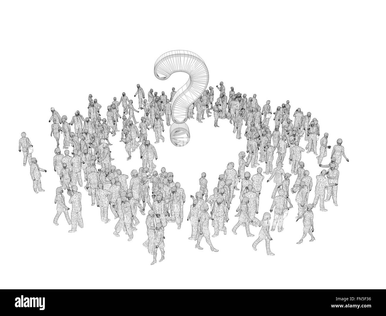 3d people wireframe around a symbol isolated on white background Stock ...