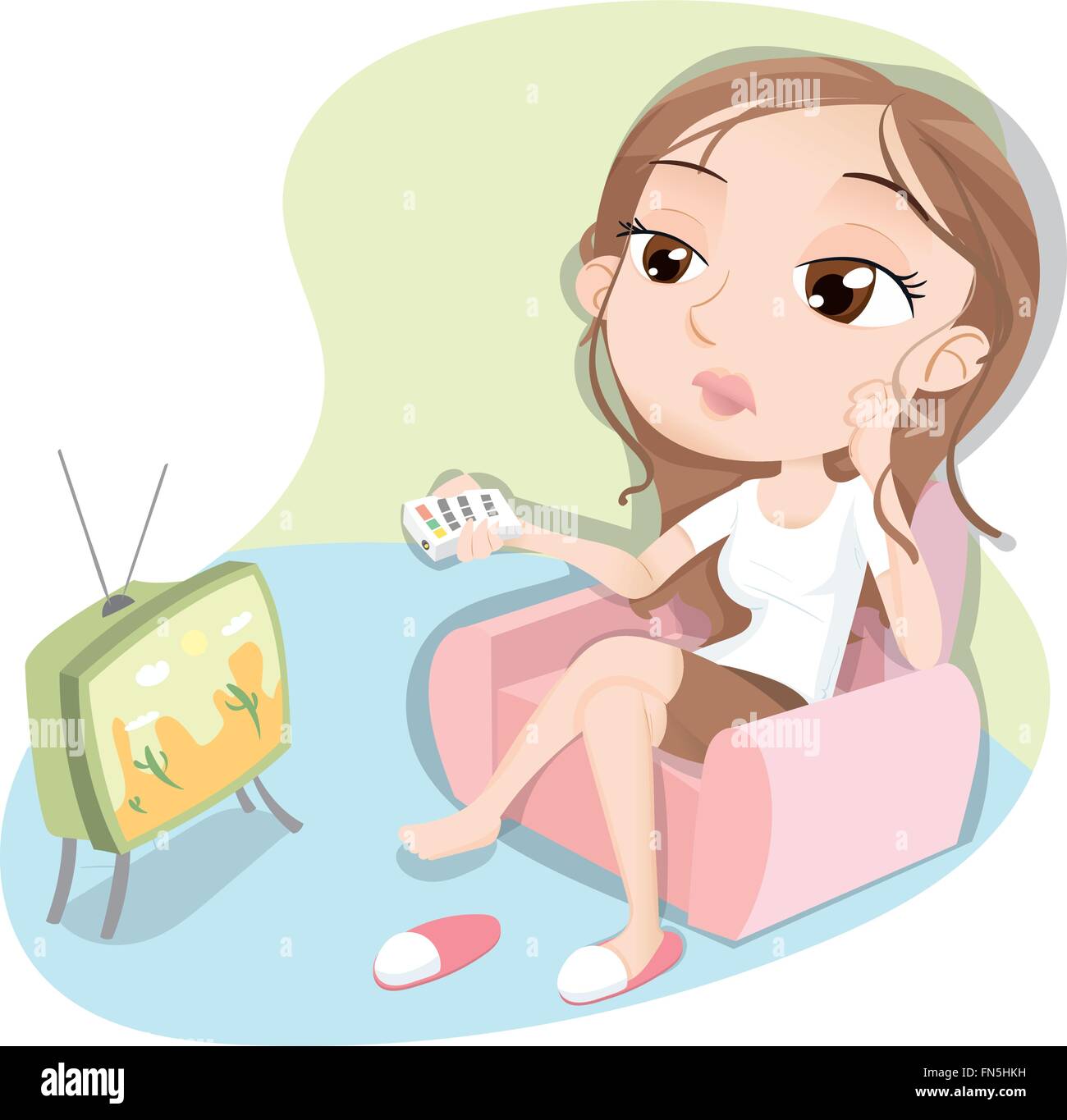 Girl Watching Tv Stock Vector Images Alamy