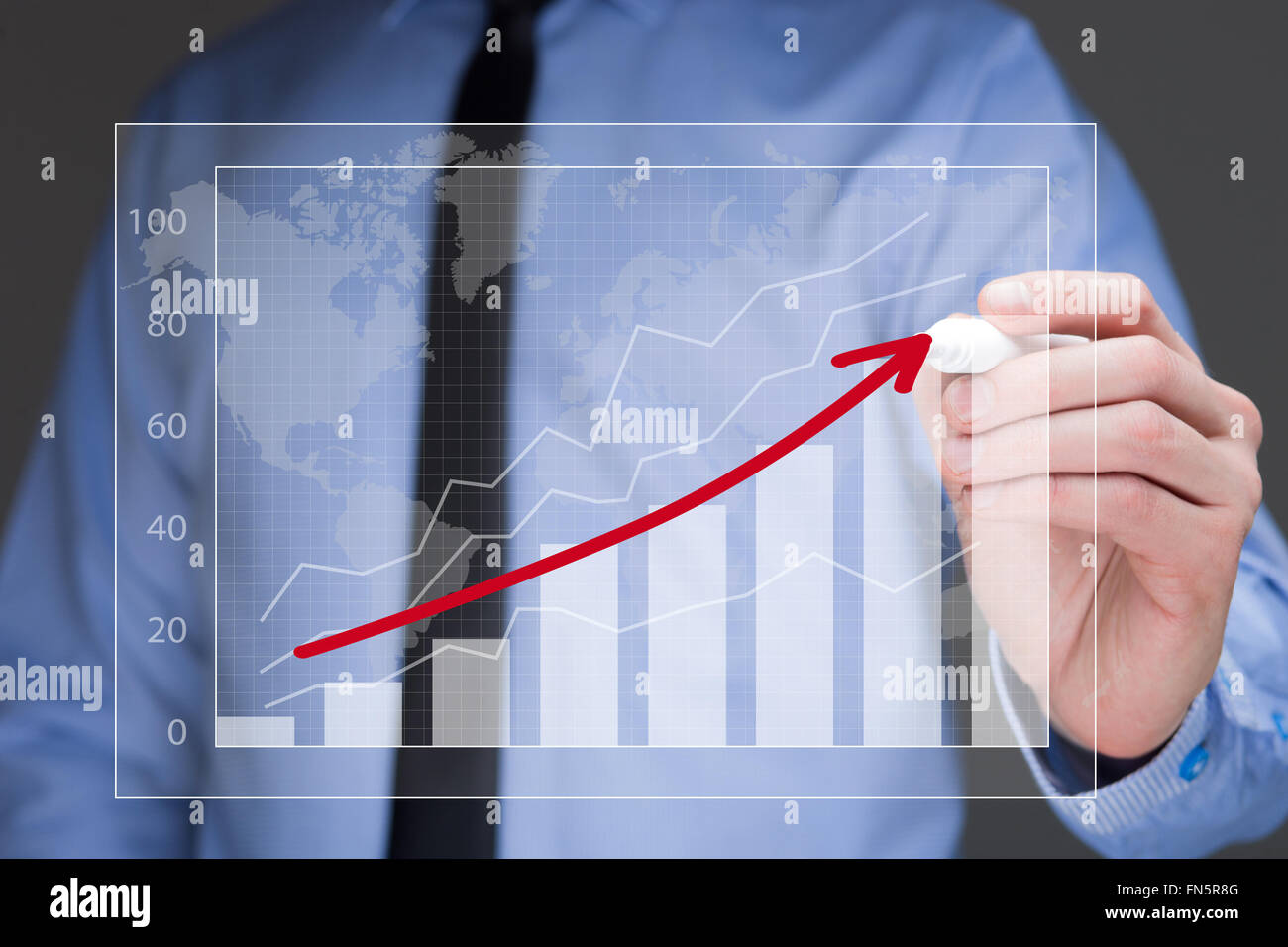 businessman drawing graph, business strategy as concept Stock Photo - Alamy