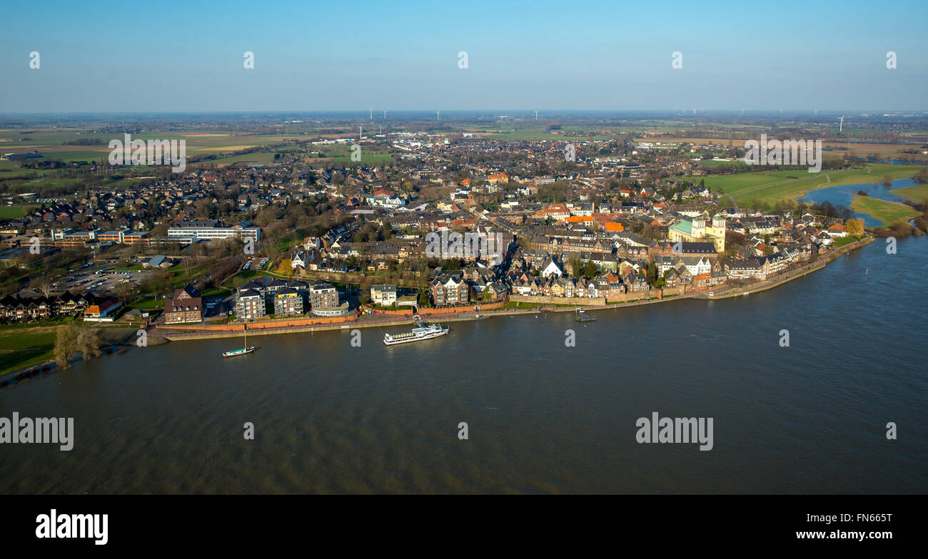 Aerial view, St. Assumption, Rees, overlooking the old town of Rees ...