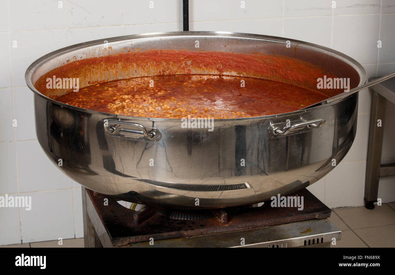 industrial cooking restaurant kitchen equipment- cooking beans Stock ...