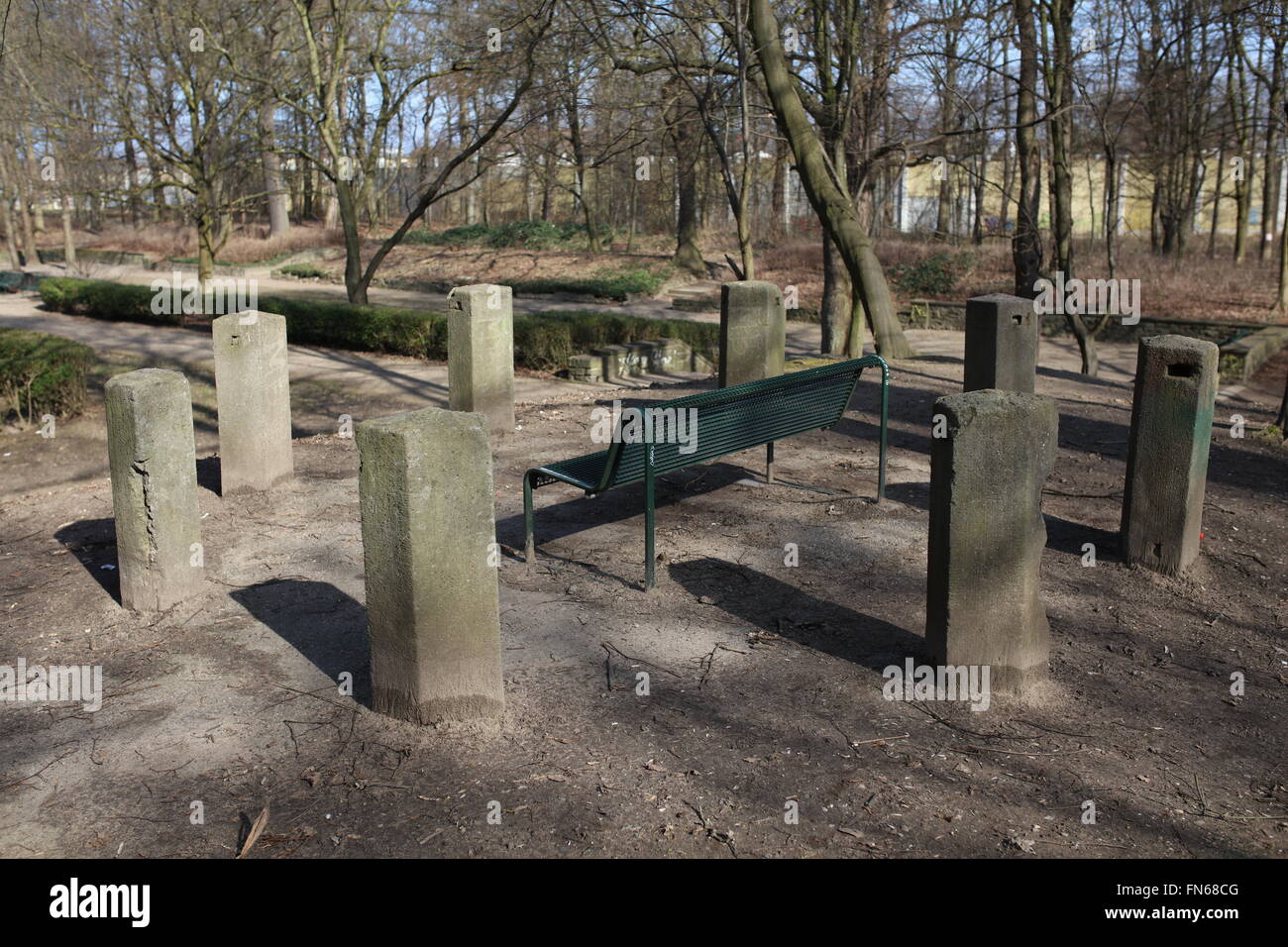 Cologne, bench circled by stone pillars Stock Photo - Alamy