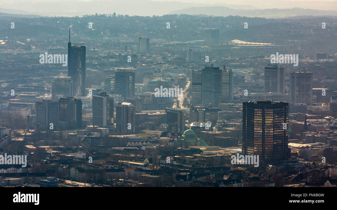 Aerial view, looking from the north to the Essen Skyline, Essen-Mitte ...