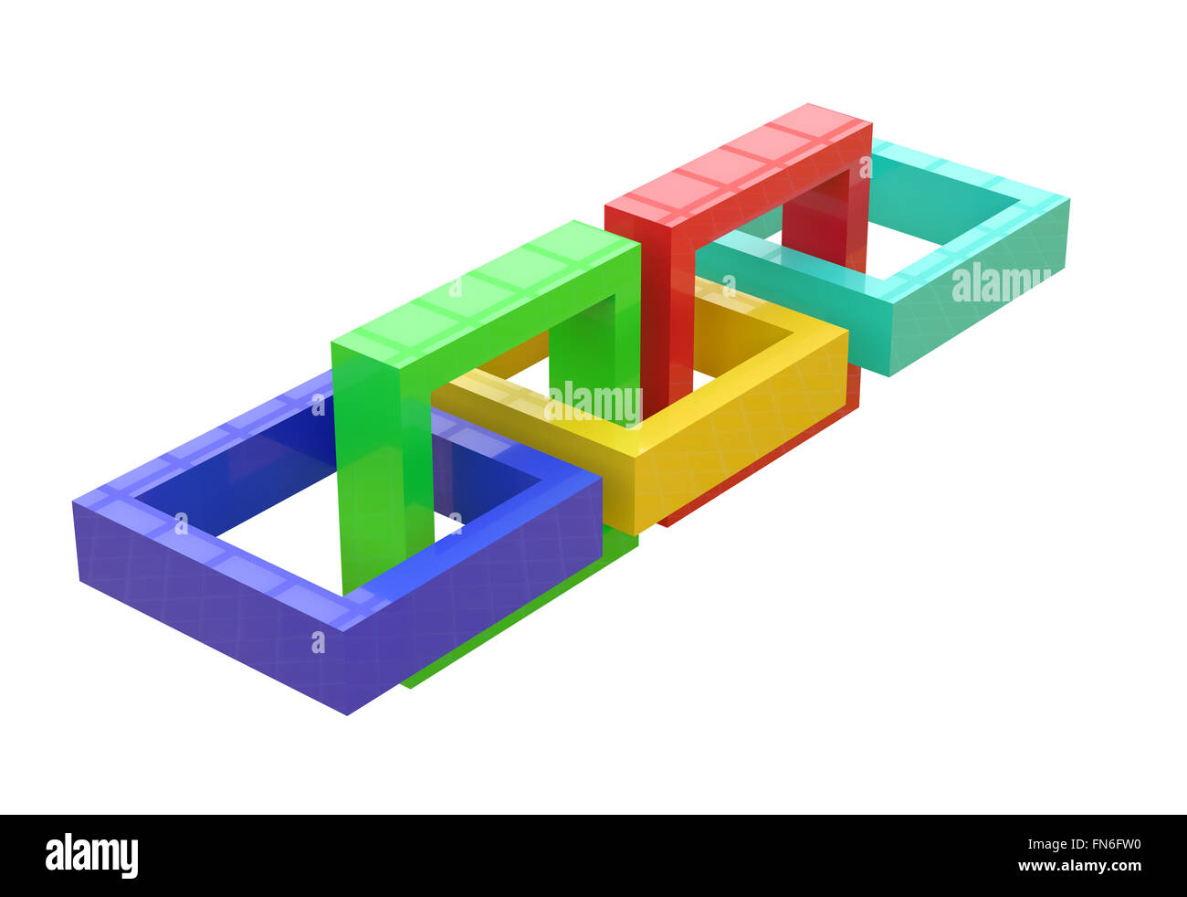 3d rendering of a close-up of three-dimensional linked squares of ...
