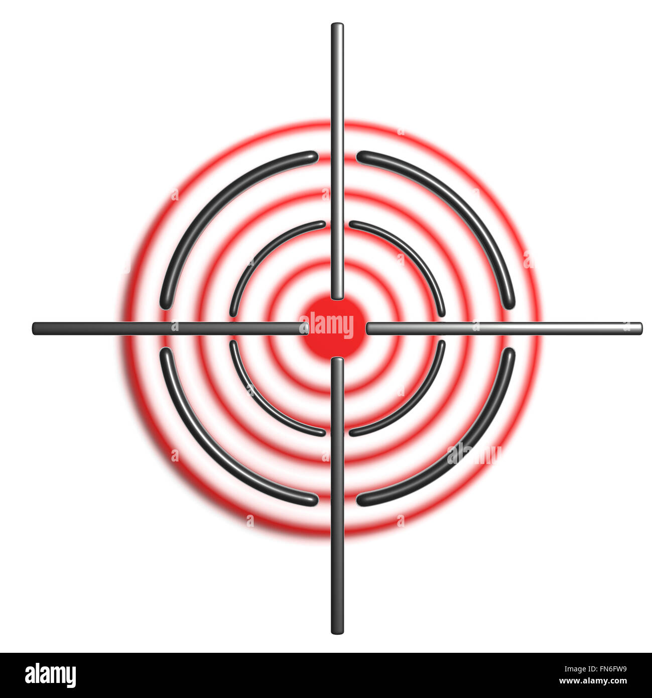 3d rendering of grey sight above red target on white background Stock ...