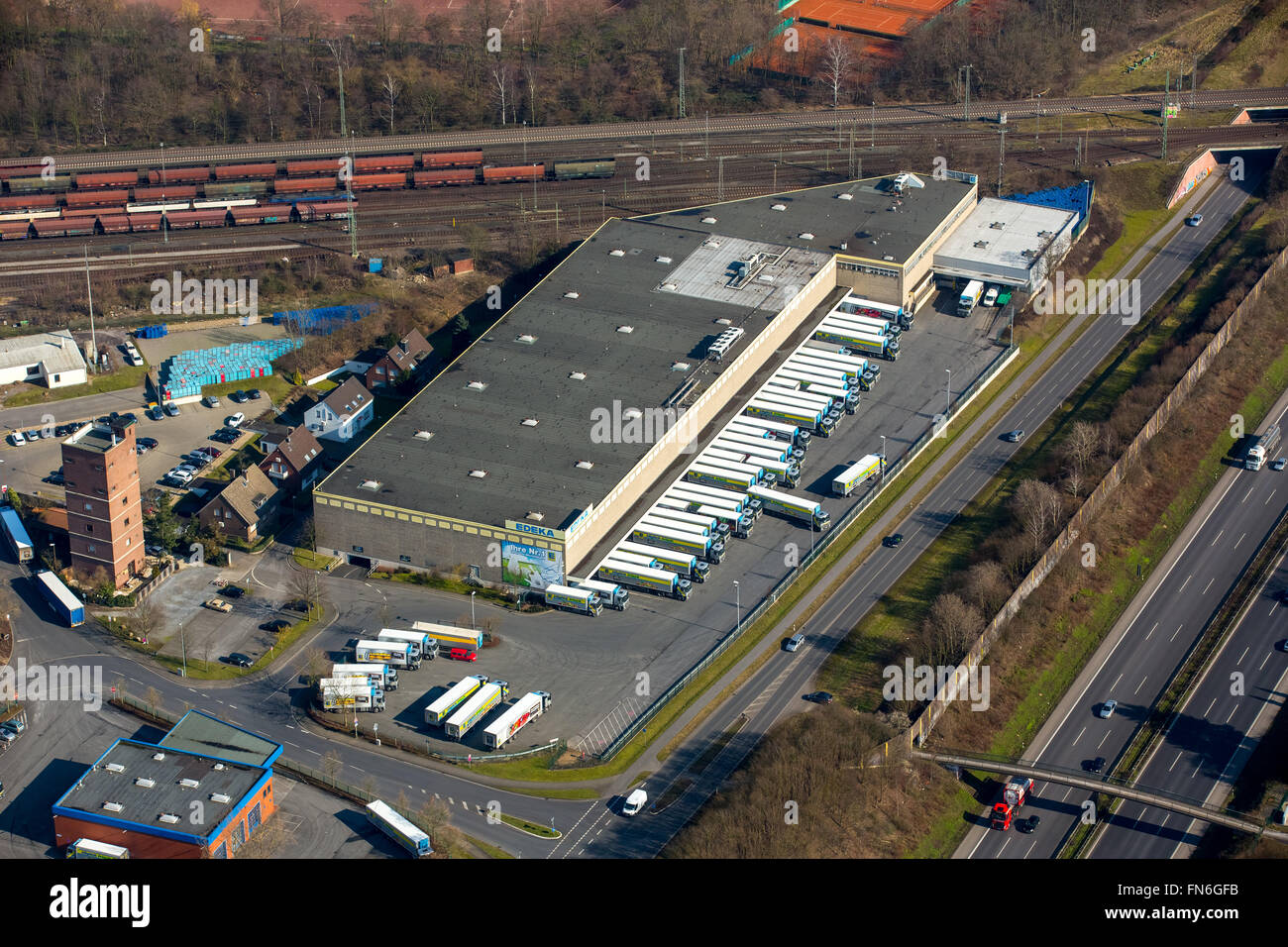 Aerial view, EDEKA terrain, headquarters of the EDEKA Group in Moers ...