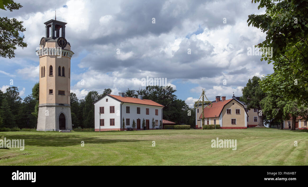 FORSMARK, SWEDEN ON JUNE 25, 2013. View of the manor, mansion. Lawn and ...