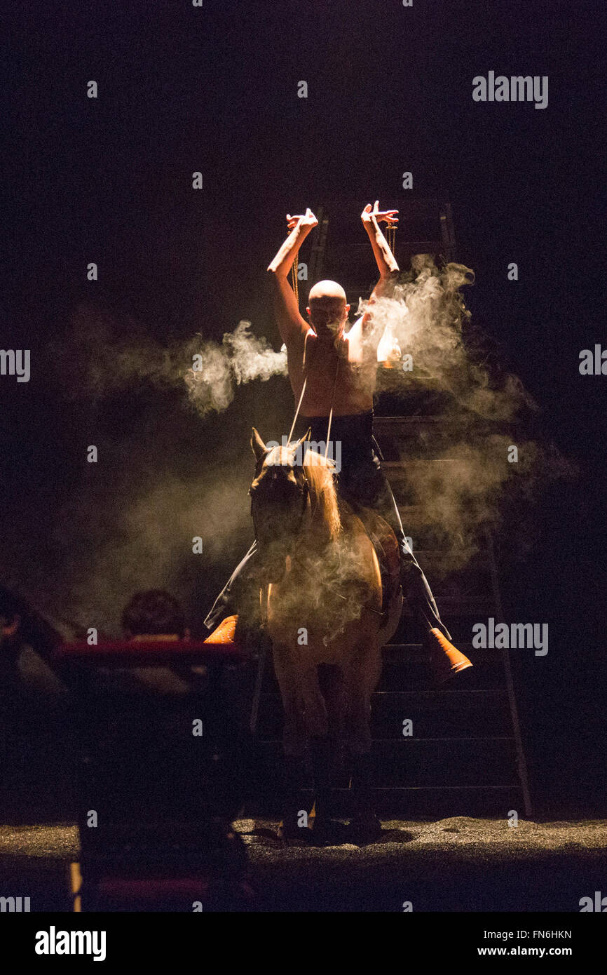London, UK. 13 March 2016. Pictured: Bartabas. Dress rehearsal of ...