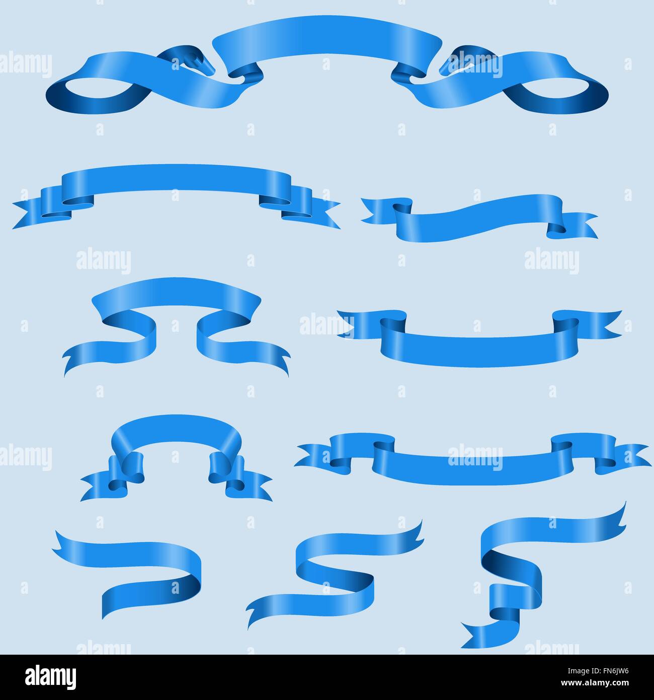 Realistic blue Glossy vector ribbons Stock Vector Image & Art - Alamy