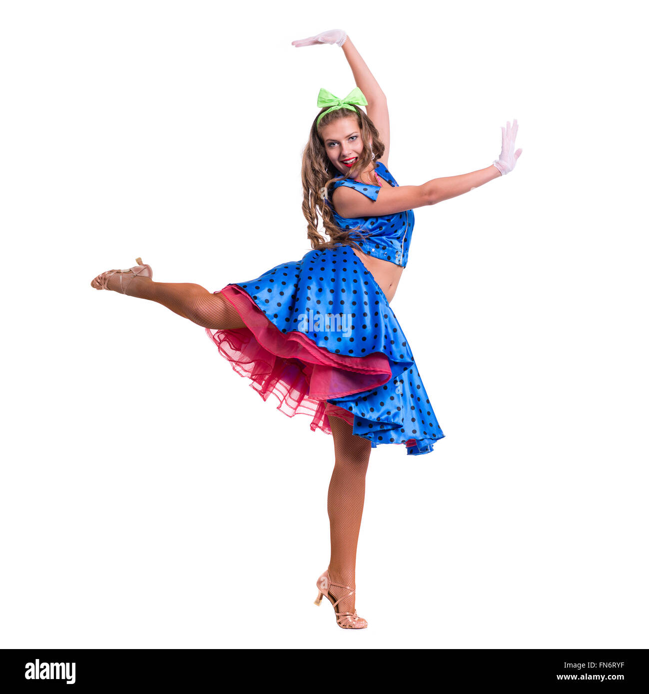 Disco dancer jumping against isolated white Stock Photo - Alamy