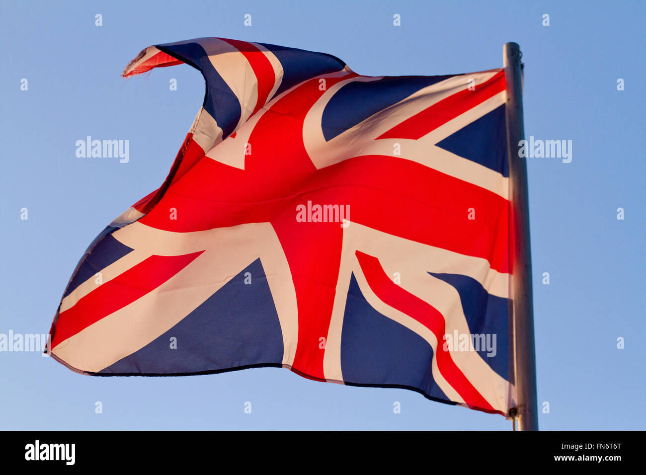 Union Jack flying in the sunlight Stock Photo - Alamy